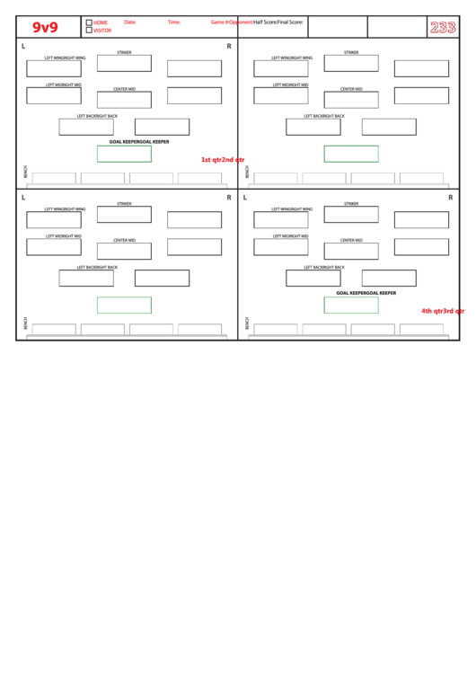 9 V 9 Soccer Formations Printable