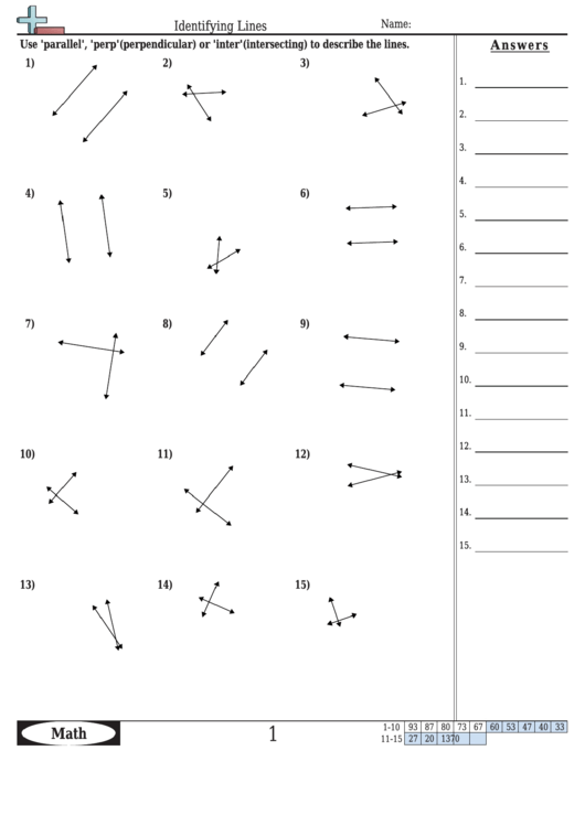 Identifying Lines Worksheet Template With Answer Key Printable Pdf Download