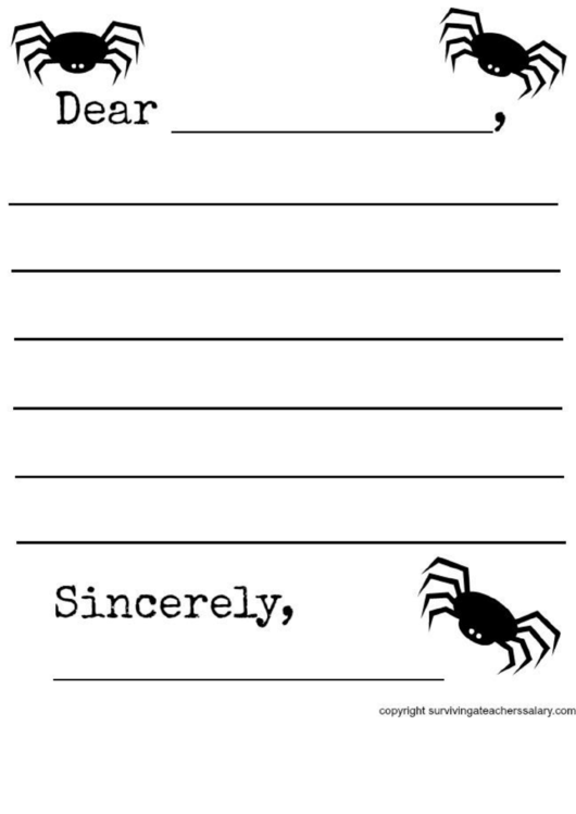 Halloween Spider Letter Template printable pdf download