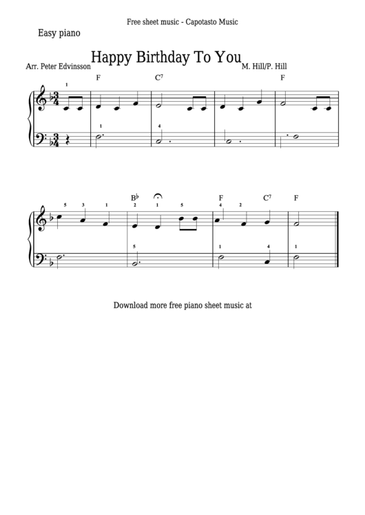 Happy Birthday Piano Sheet Music Easy With Letters Johanna Stake
