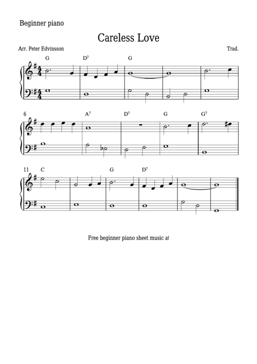 Careless Love Sheet Music printable pdf download