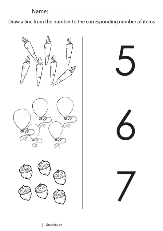 Count And Match 5 To 7 Worksheet Template printable pdf download