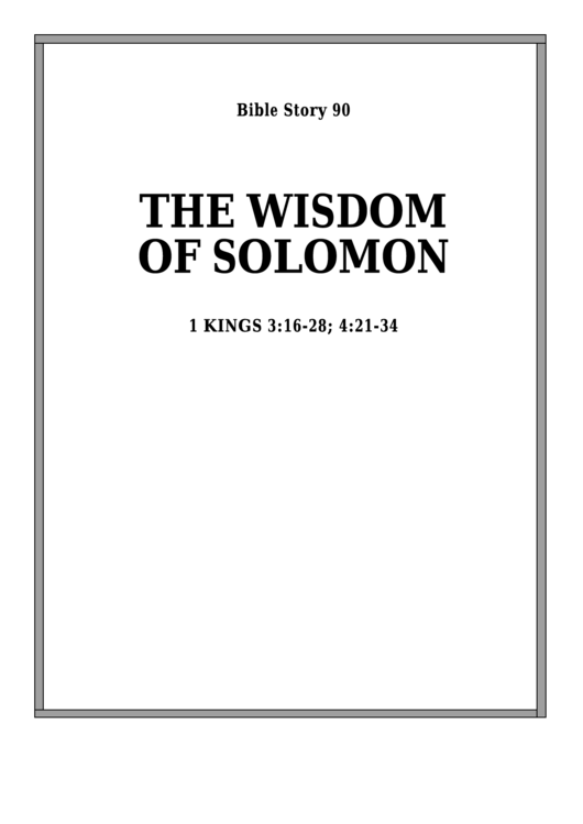 The Wisdom Of Solomon Bible Activity Sheet Set printable pdf download