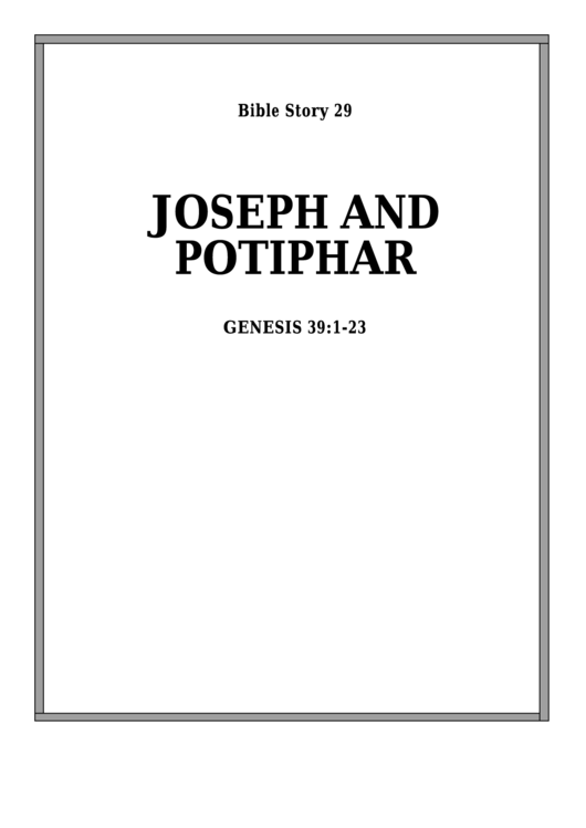 Joseph & Potiphar Bible Activity Sheet Set printable pdf download