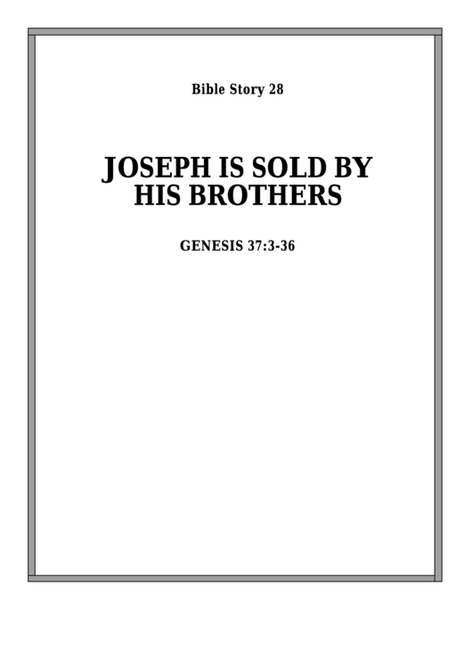 Joseph Is Sold By His Brothers Bible Activity Sheet Set printable pdf ...