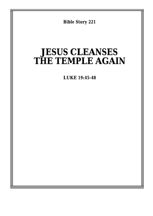 Jesus Cleanses The Temple Again Bible Activity Sheet Set printable pdf ...