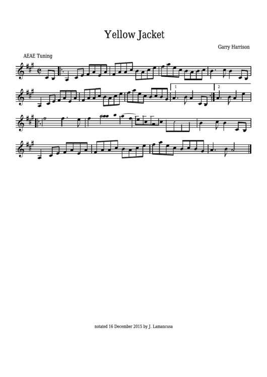 Garry Harrison - Yellow Jacket Sheet Music printable pdf download