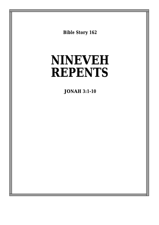 Fillable Nineveh Repents Bible Activity Sheet Set printable pdf download