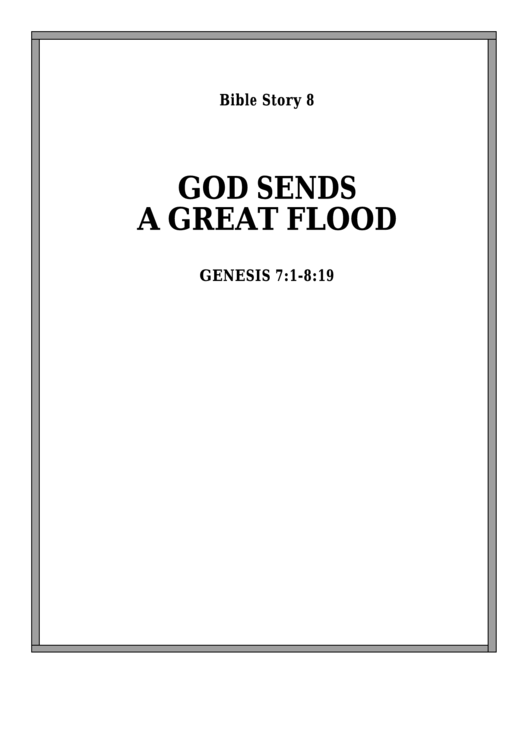 God Sends A Great Flood Bible Activity Sheet printable pdf download