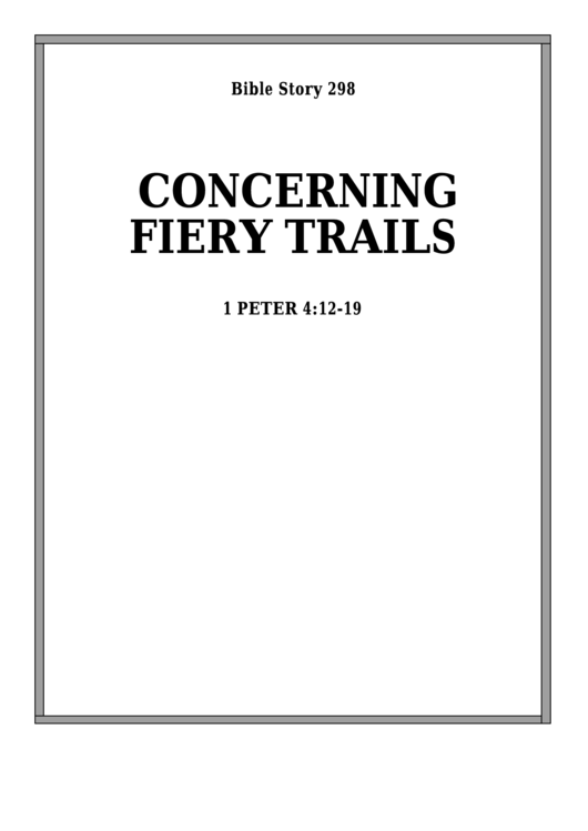 Concerning The Fiery Trials Bible Activity Sheet printable pdf download