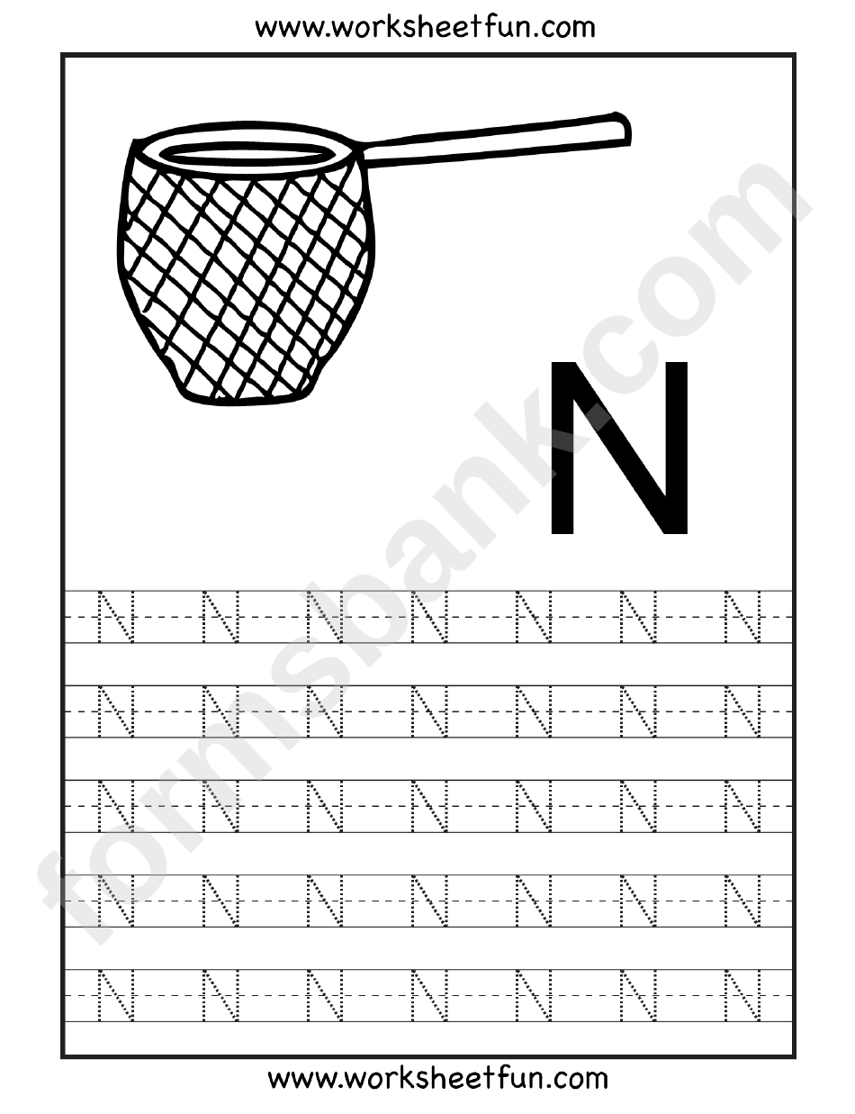 Letter N Tracing Template printable pdf download