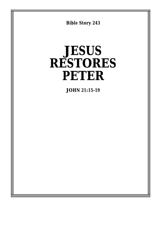 Jesus Restores Peter Bible Activity Sheets printable pdf download