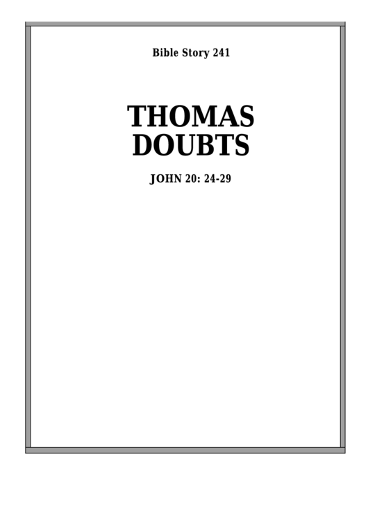 Thomas Doubts Bible Activity Sheets printable pdf download