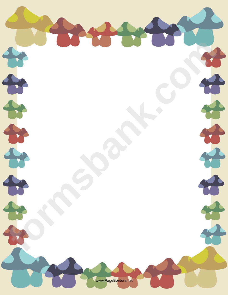 Mushrooms Page Border Templates printable pdf download