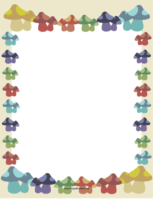 Mushrooms Page Border Templates printable pdf download