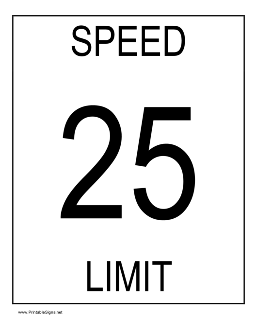 Fillable 25 Speed Limit printable pdf download