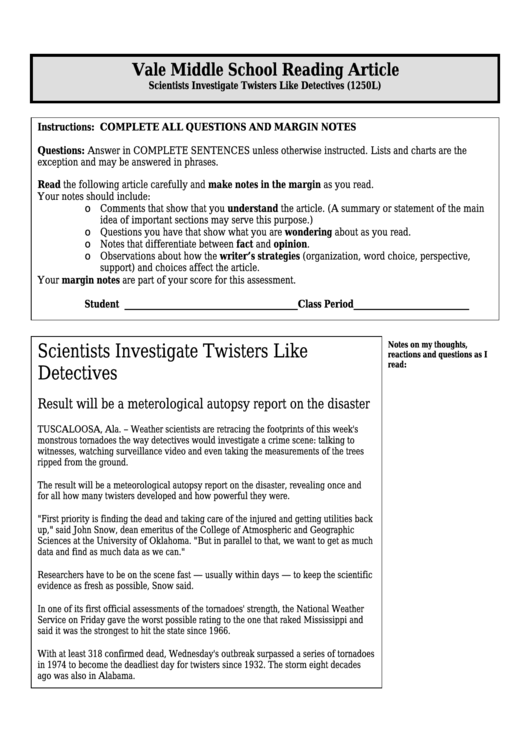 Scientists Investigate Twisters Like Detectives (1250l) - Middle School ...