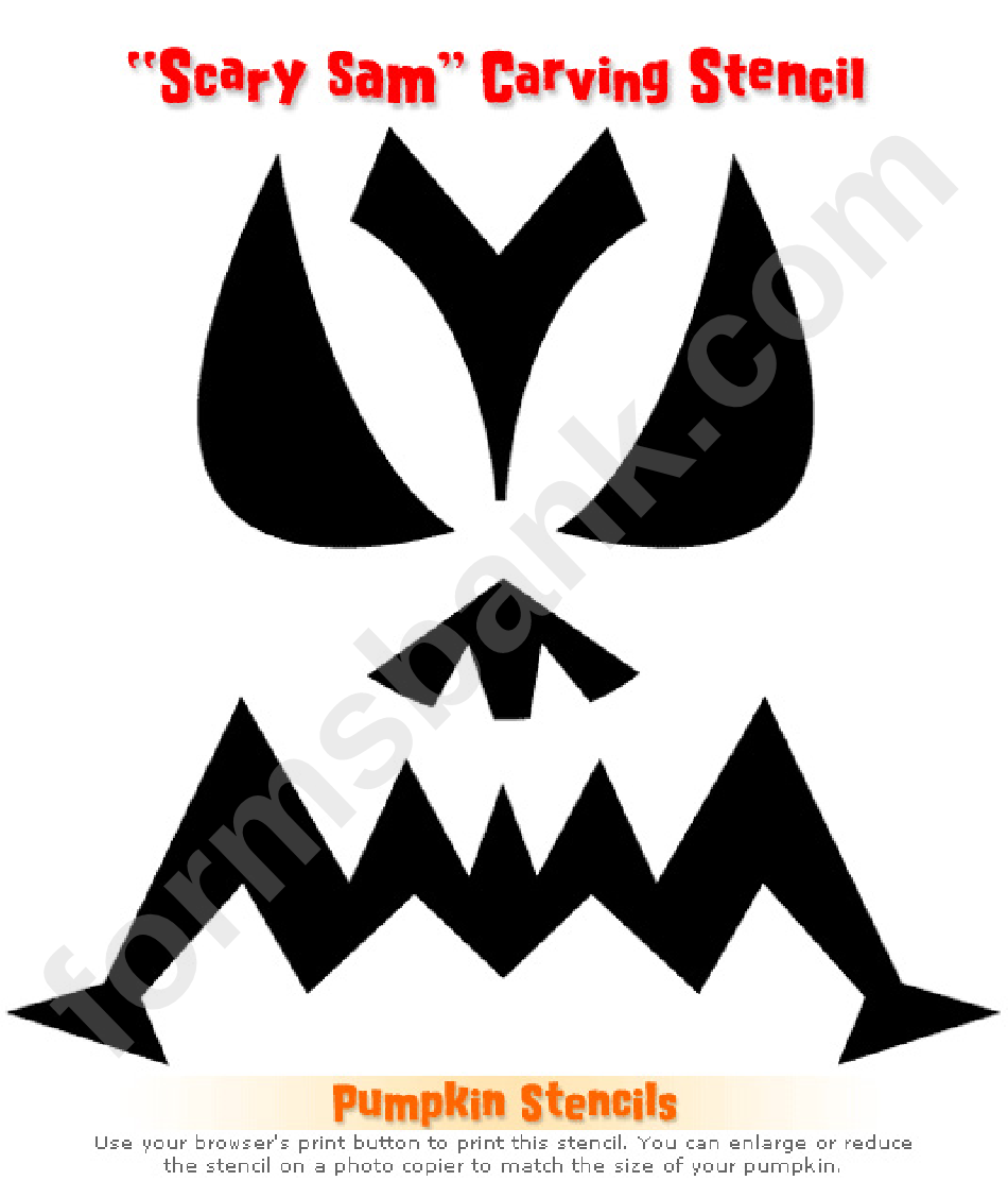 Scary Sam Pumpkin Carving Template printable pdf download