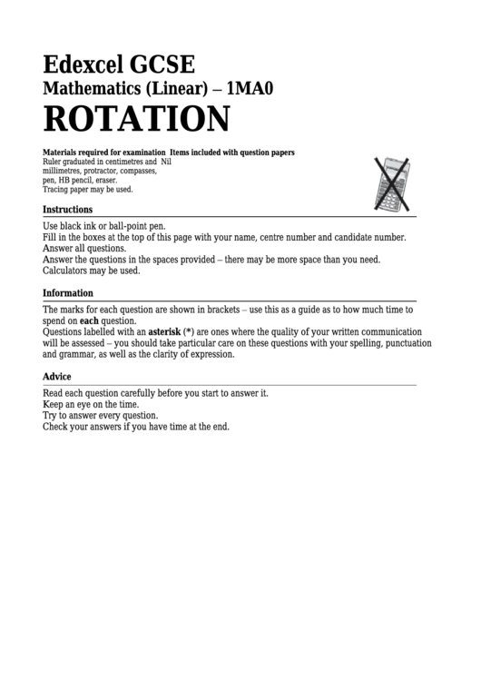 Edexcel Gcse Mathematics (Linear) - Rotation printable pdf download