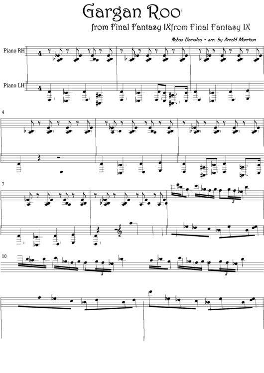 Nobuo Uematsu - Gargan Roo From Final Fantasy Ix Video Game Sheet Music ...