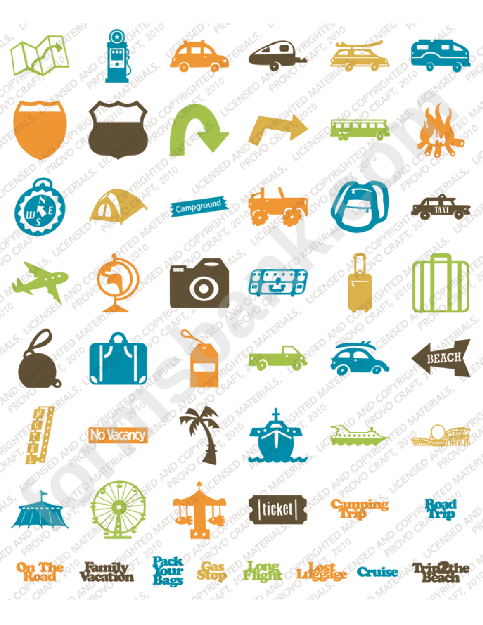 Summer Vacation Sticker Template Set printable pdf download