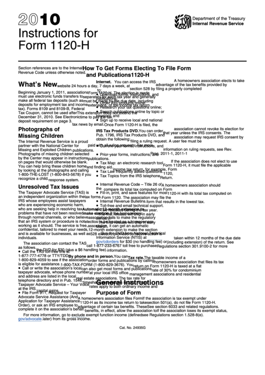 Instructions For Form 1120 H U s Income Tax Return For Homeowners