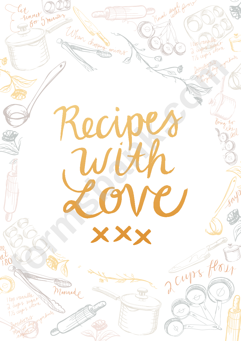 Recipe Book Cover Template Printable Pdf Download
