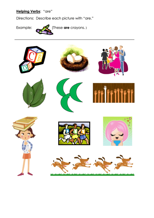 Helping Verbs: "Are" Worksheet printable pdf download