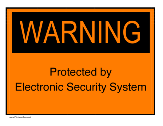 Warning Electronic Security printable pdf download