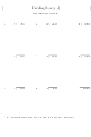 Dividing Money Worksheet With Answer Key printable pdf download