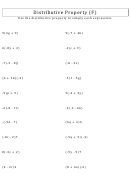 Distributive Property Simplifying Numerical Expressions Worksheet With ...