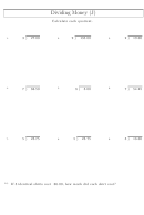 Dividing Money Worksheet With Answers printable pdf download