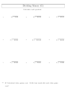 Dividing Money Worksheet With Answer Key printable pdf download