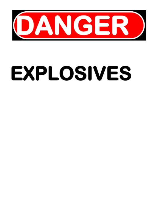 Explosives Warning Sign Template printable pdf download