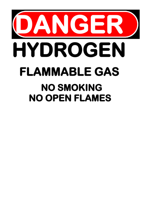 Hydrogen Warning Sign Template printable pdf download