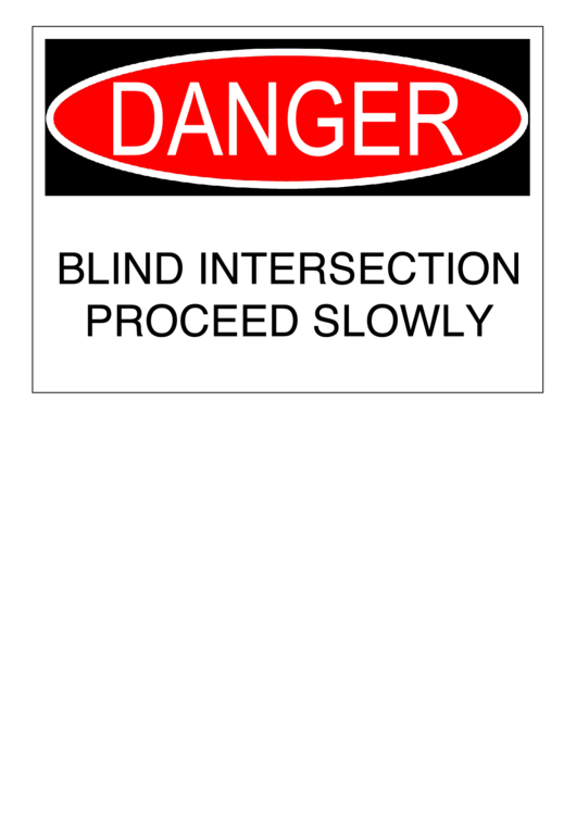 Blind Intersection Warning Sign Template printable pdf download