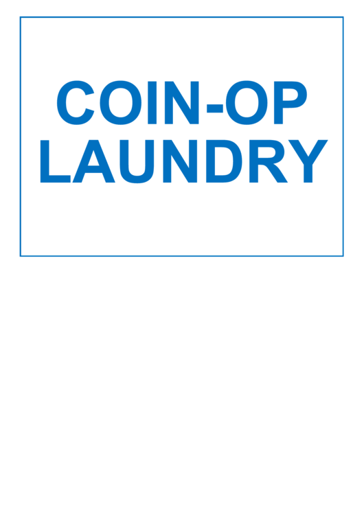 Coin-Op Laundry Sign Template printable pdf download