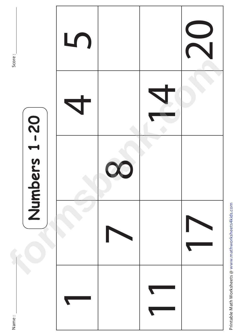 Numbers 1 20 Number Line Worksheet With Answers Printable Pdf Download