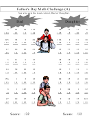 Father'S Day Math Challenge Worksheet With Answer Key printable pdf ...