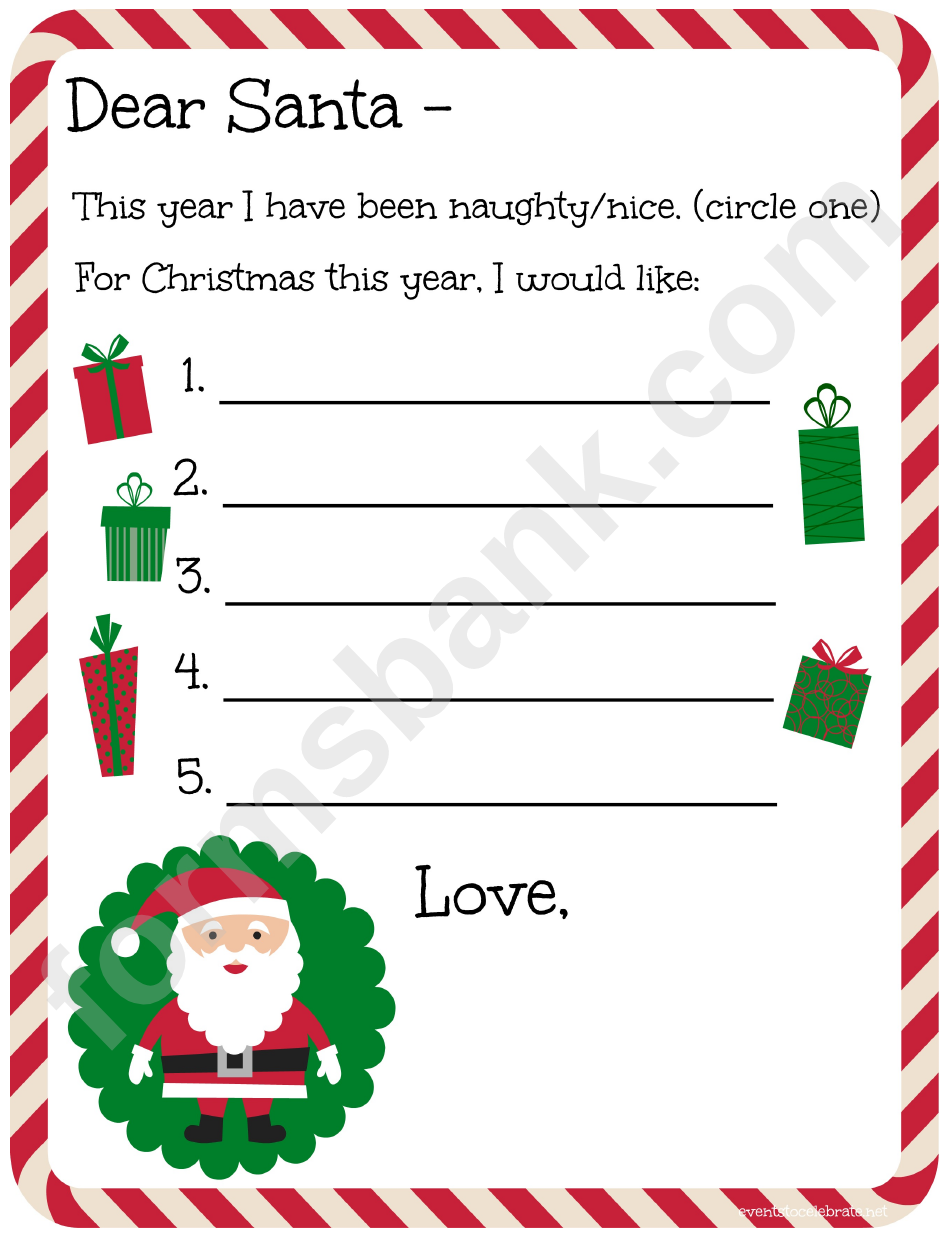 Santa Wish List Template Printable Pdf Download