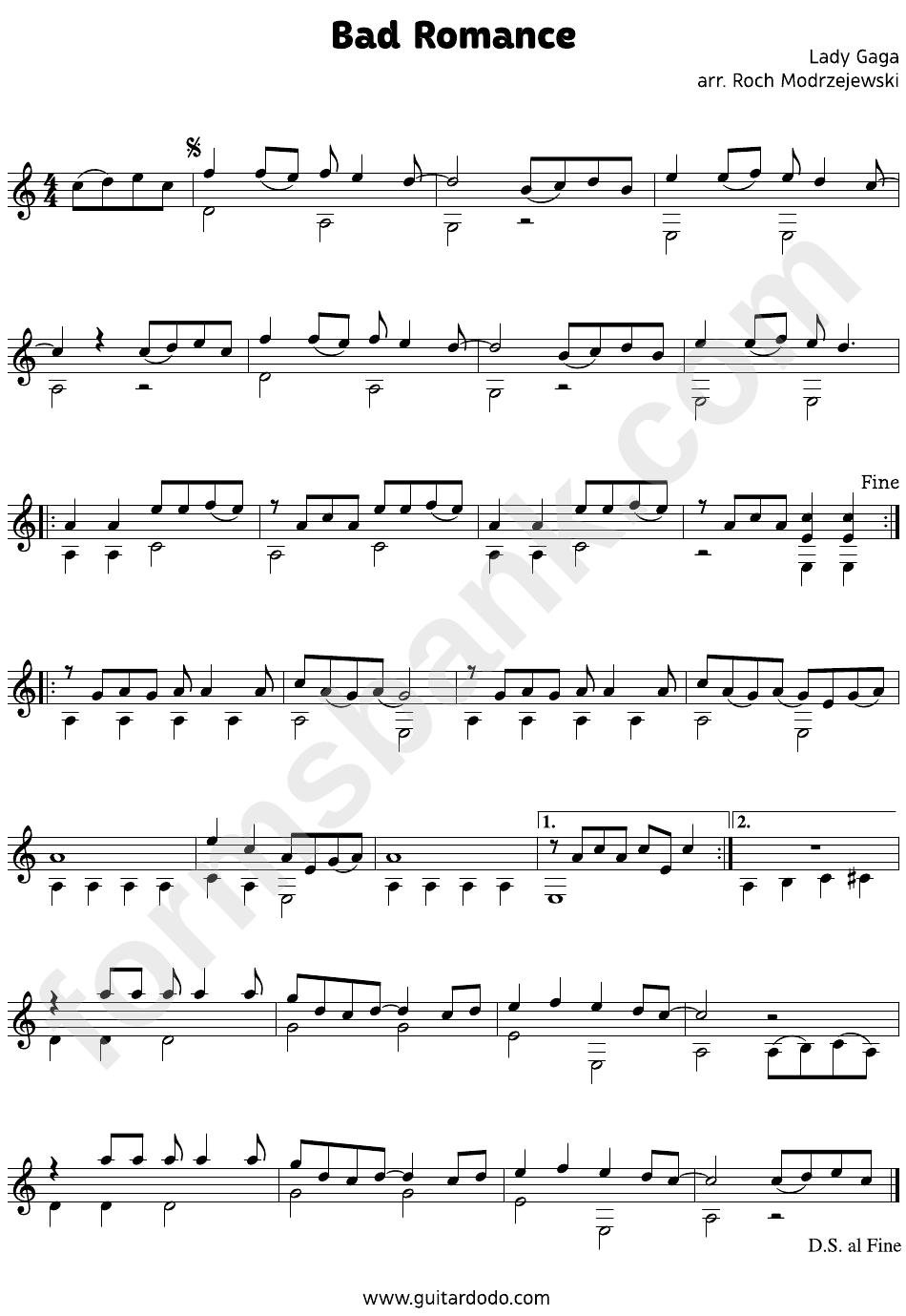Bad Romance By Lady Gaga Sheet Music printable pdf download