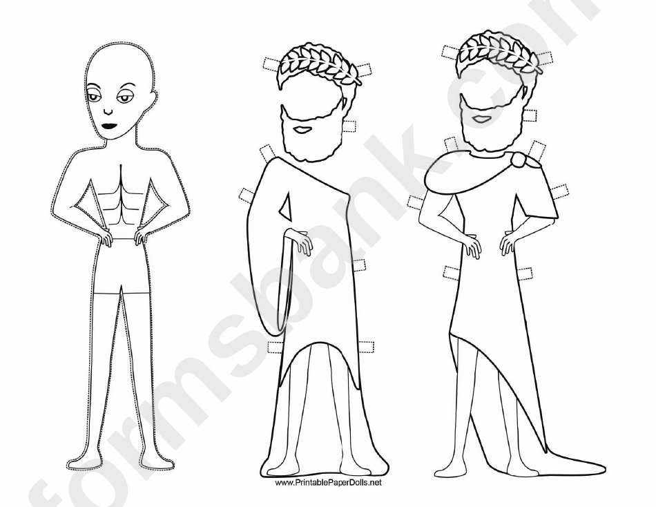 Zeus Paper Doll Coloring Pages printable pdf download