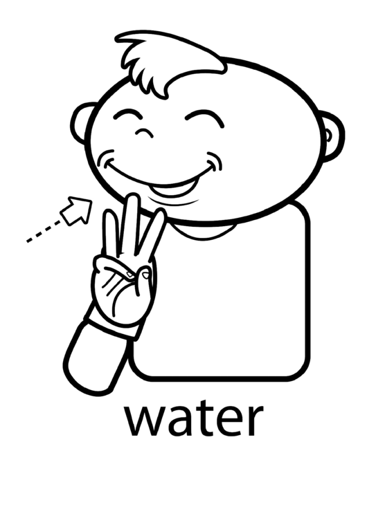 Sign Language Words: Water Sign printable pdf download