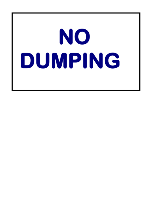 No Dumping Sign Template printable pdf download