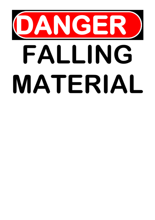 Danger - Falling Material printable pdf download