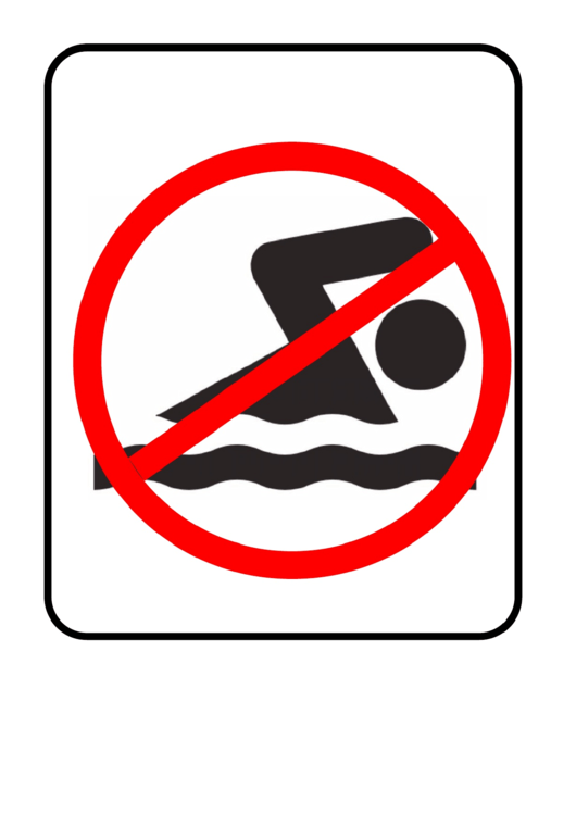 No Swimming Sign printable pdf download