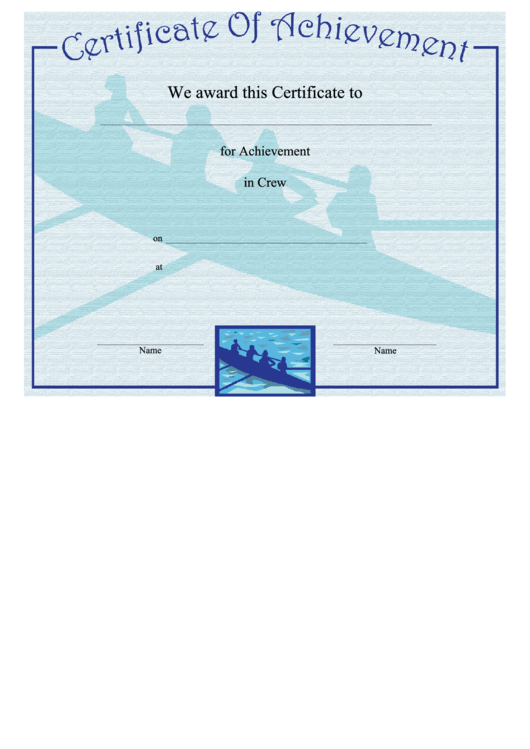 Crew Achievement Certificate Template printable pdf download