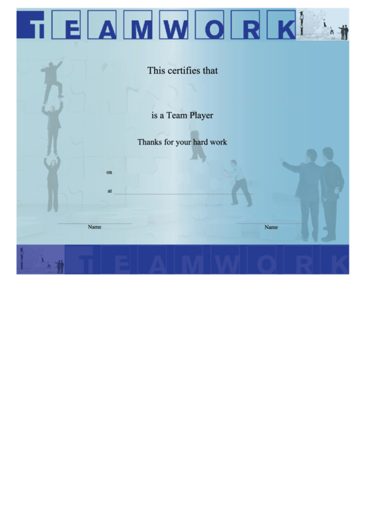 Teamwork Certificate Template printable pdf download