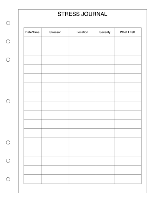 Top Stress Diary Templates Free To Download In PDF Format