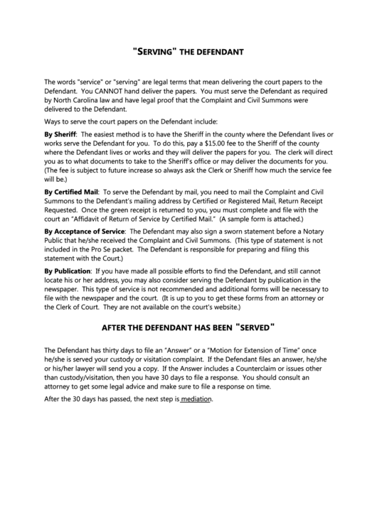 Giving Notice To The Defendant printable pdf download